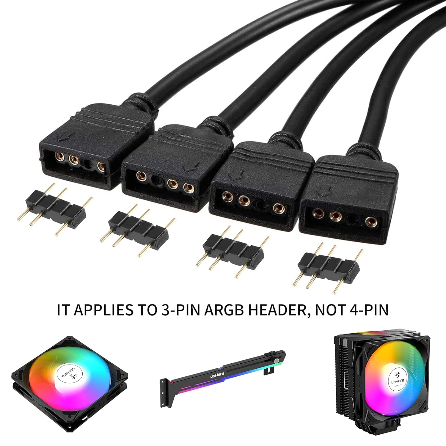 5V 3Pin ARGB Splitter Cable 1 Female to 4 Female 3 Pins Extension ...
